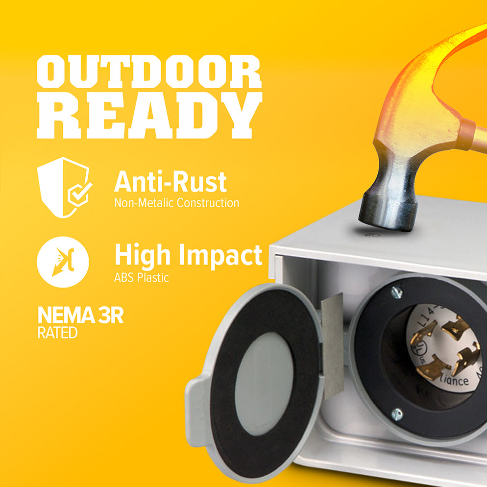 Reliance PBN30 30 Amp NEMA Non-Metallic Power Inlet Box w/ L1430 Confi ...