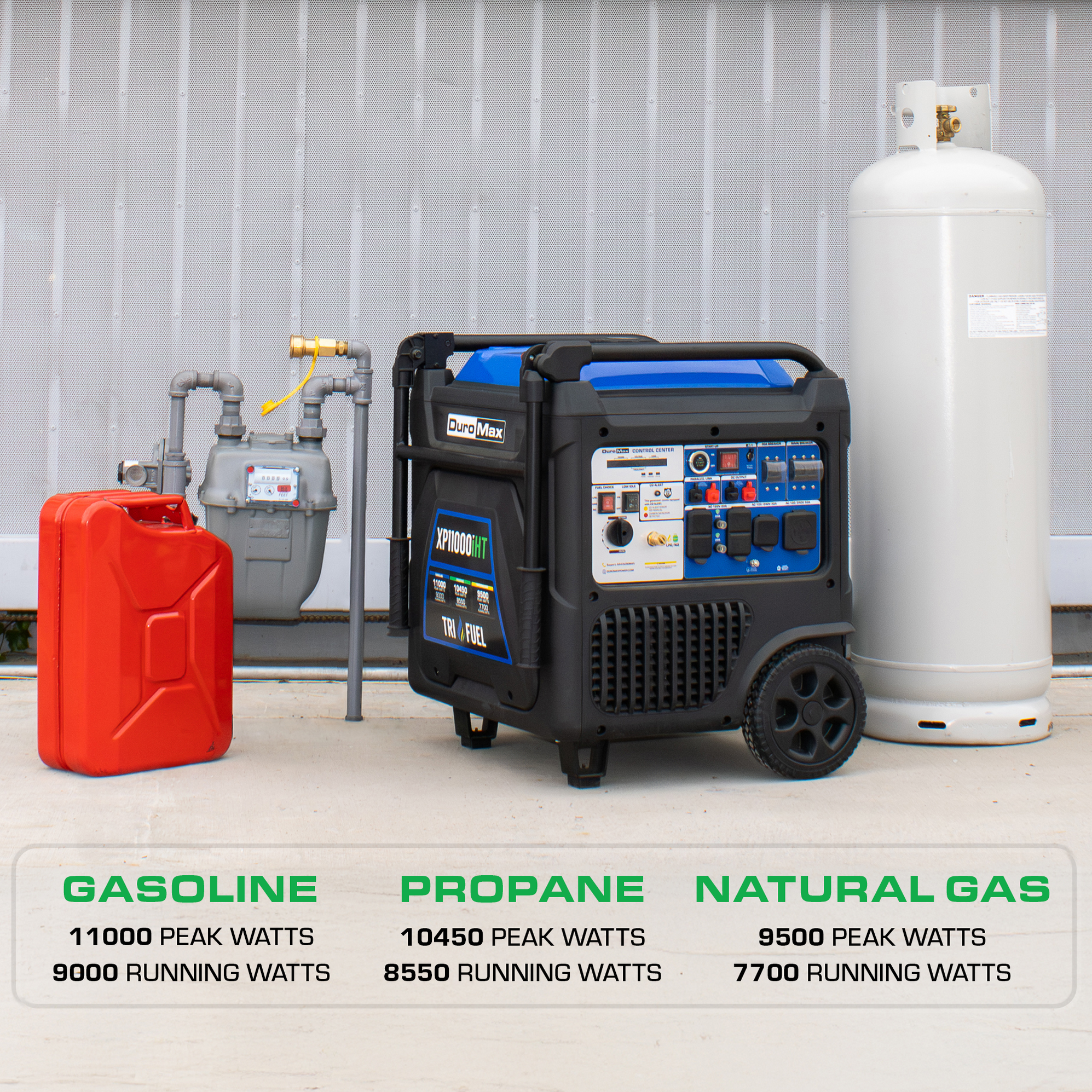 DuroMax XP11000iHT 11,000 Watt Portable Tri Fuel Inverter Generator ...