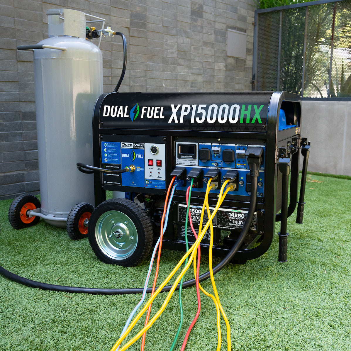 DuroMax XP15000HX 15,000 Watt Electric Start Dual Fuel Portable Genera ...