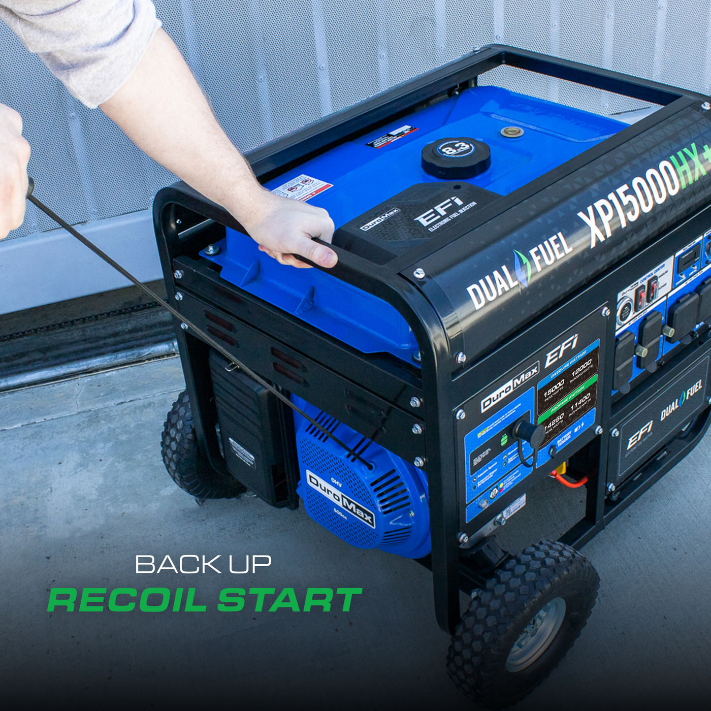 DuroMax XP15000HX+ 15,000W Electric Start Dual Fuel EFI Portable Gener ...
