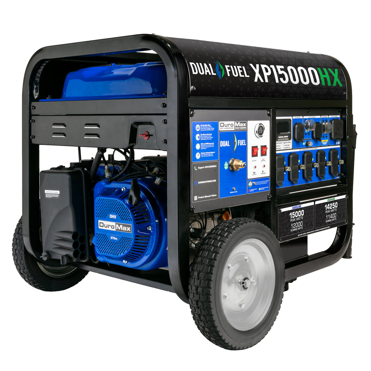 DuroMax XP15000HX 15,000 Watt Electric Start Dual Fuel Portable Genera ...